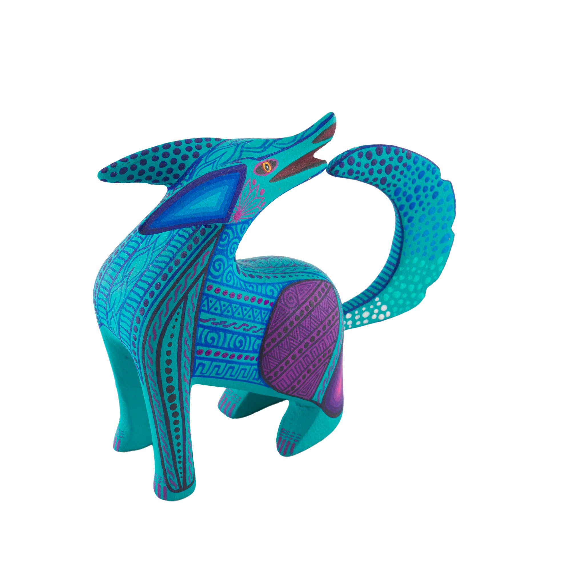 Coyote Alebrije Turquoise Wolf Wood Carving Statement - Etsy