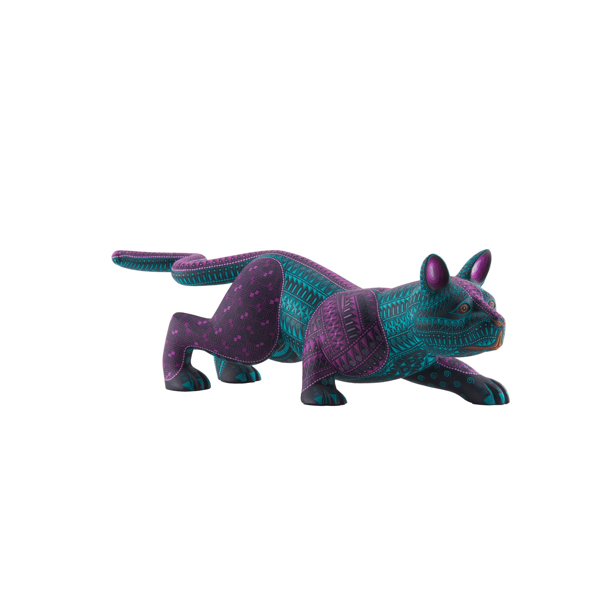 Authentic Jacobo & María Ángeles Jaguar Alebrije, Blue Purple, Oaxaca ...