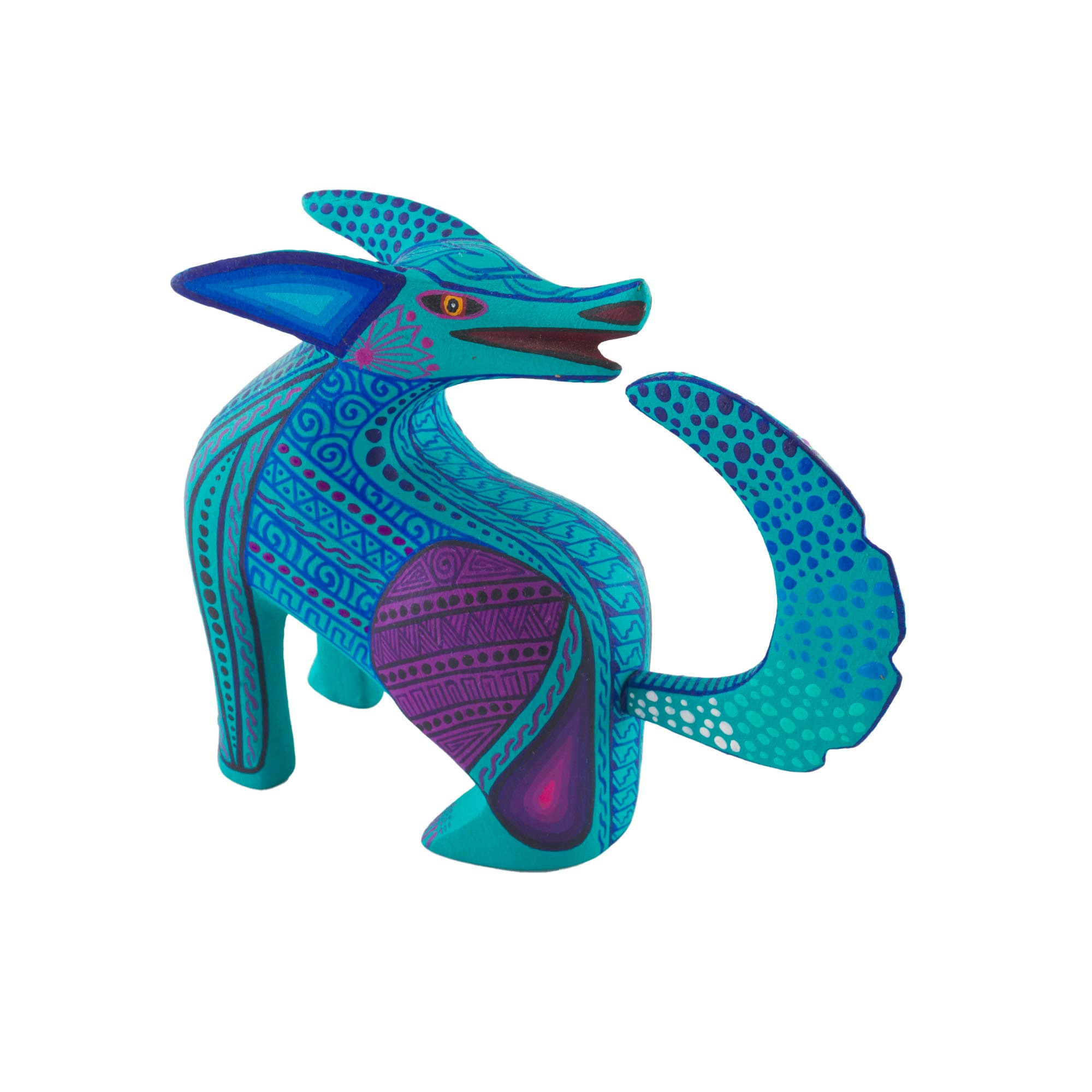 Coyote Alebrije Turquoise Wolf Wood Carving Statement - Etsy