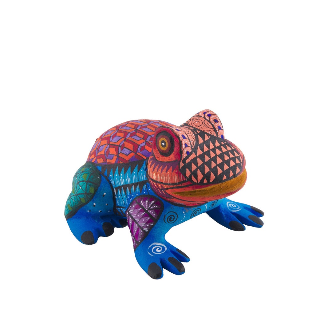 Frog Alebrije, Multicolored, Symbology, Wood Carving, Statement Decor ...
