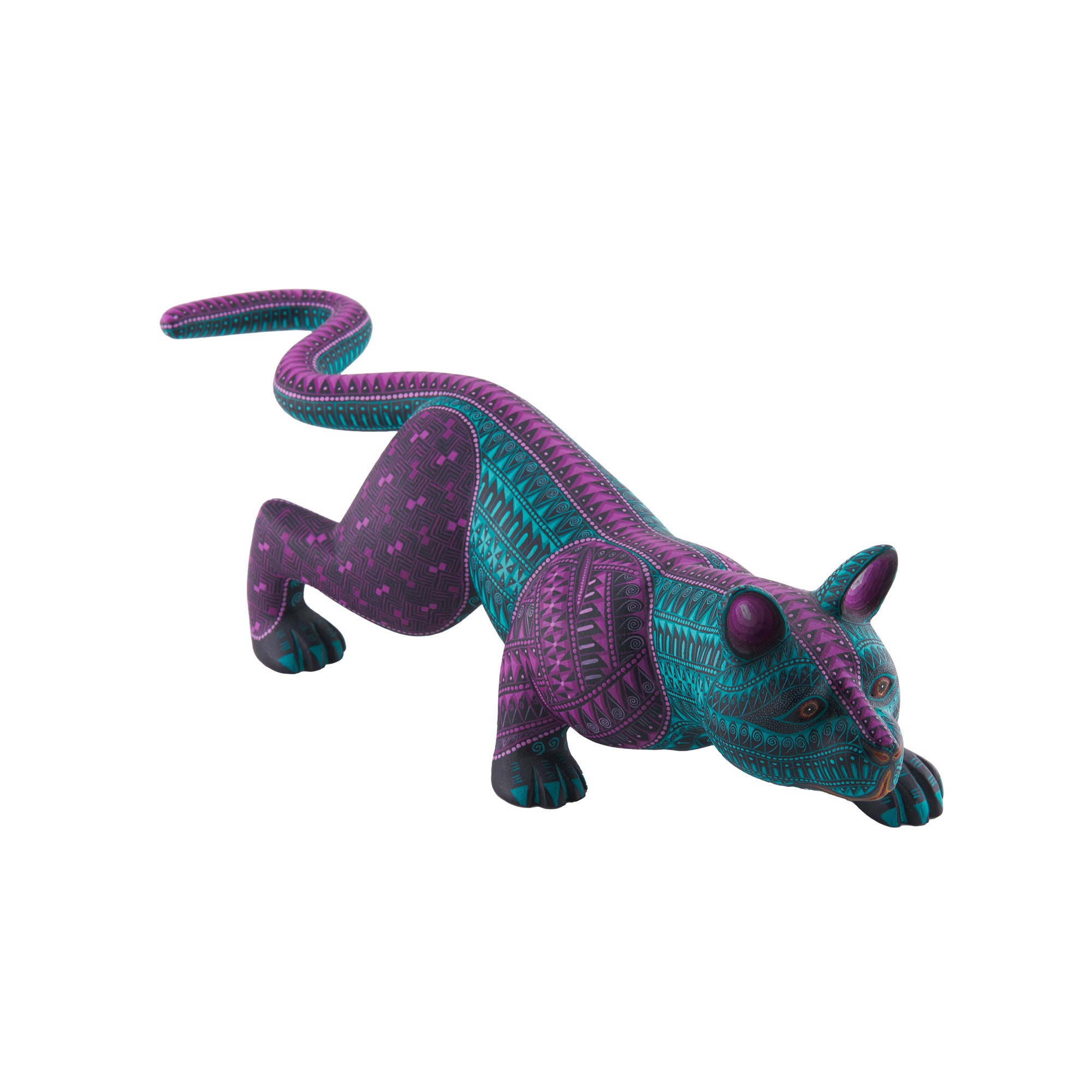 Authentic Jacobo & María Ángeles Jaguar Alebrije, Blue Purple, Oaxaca ...