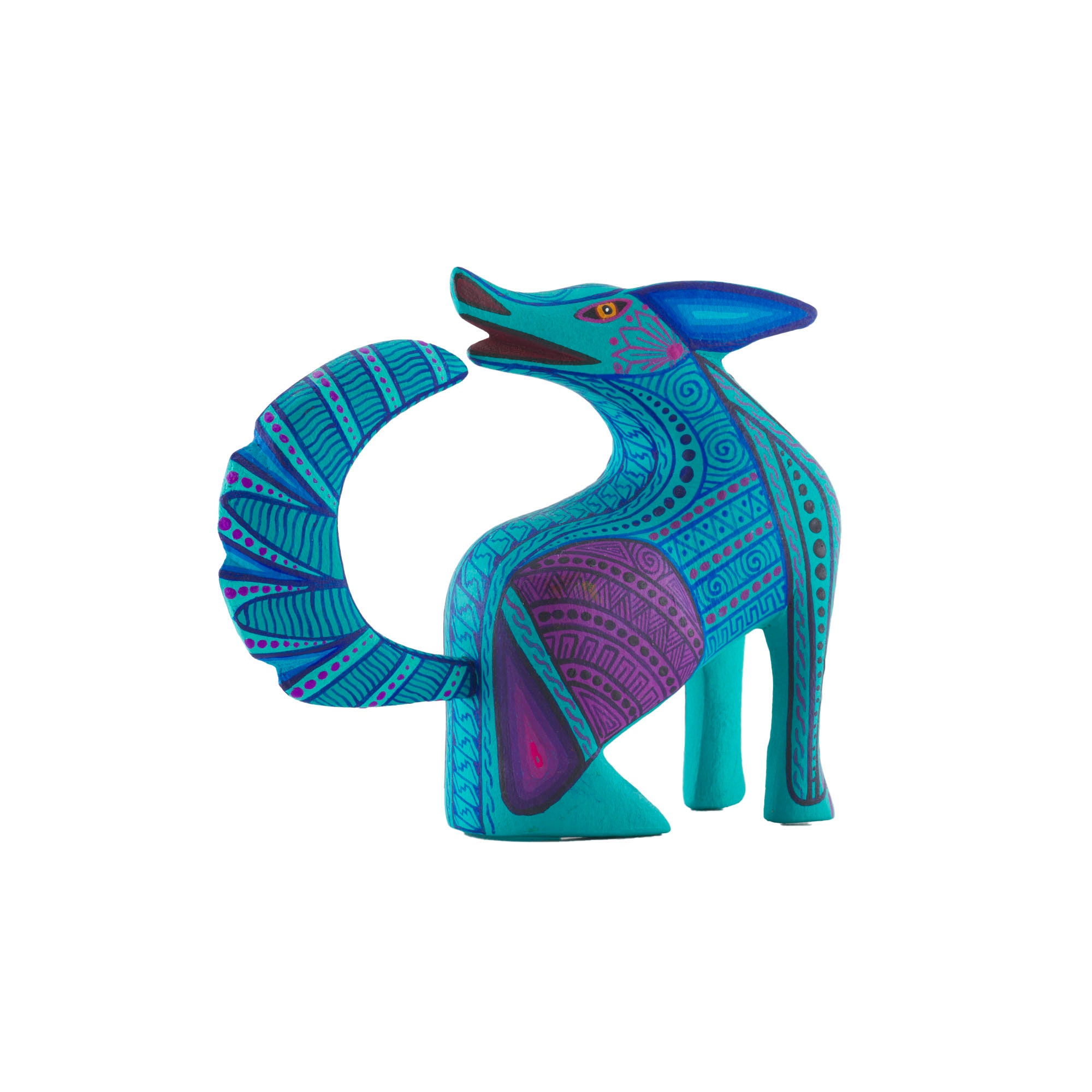 Coyote Alebrije Turquoise Wolf Wood Carving Statement - Etsy