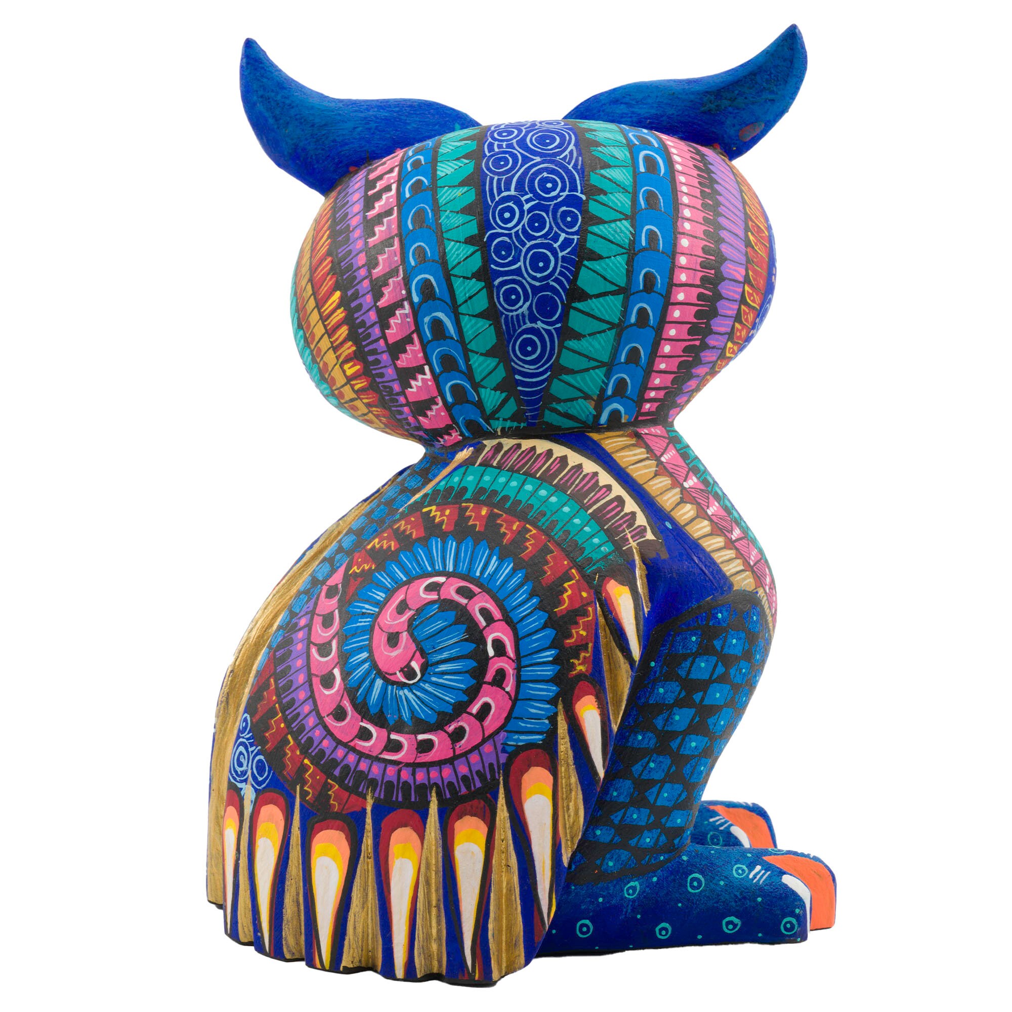 Owl Alebrije Blue & Multicolored Owl Wood Carving Statement - Etsy