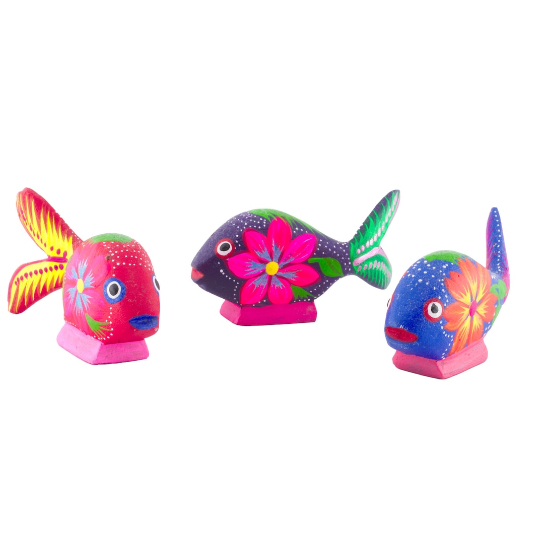Alebrijes, Fish Trio, Wood Carving, Nursery Decor, Mexican ...