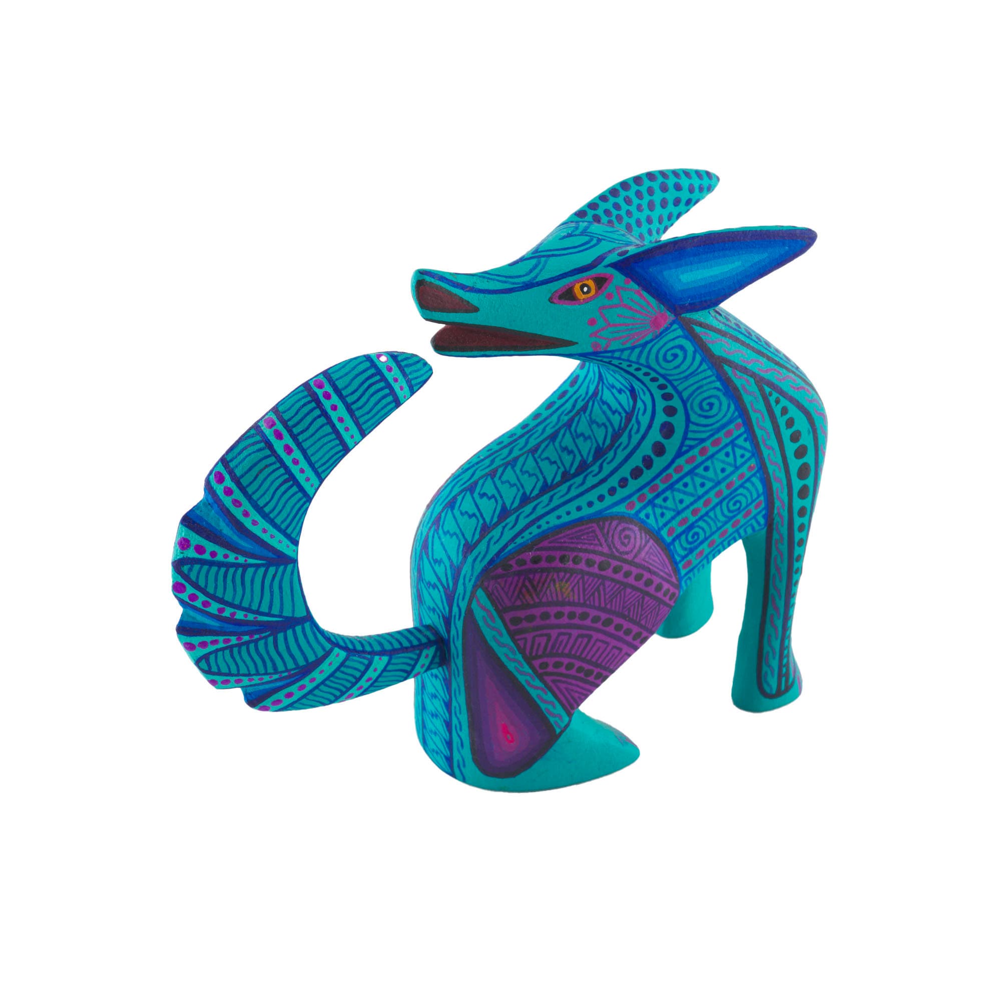 Coyote Alebrije Turquoise Wolf Wood Carving Statement - Etsy