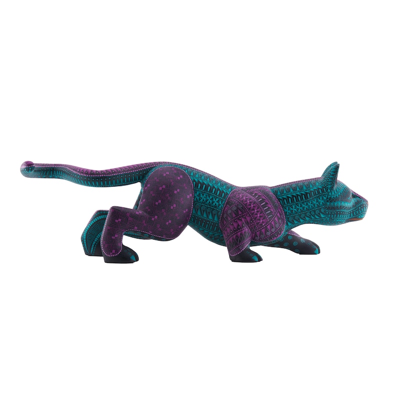 Authentic Jacobo & María Ángeles Jaguar Alebrije, Blue Purple, Oaxaca ...