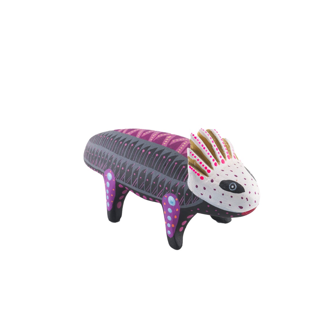 Axolotl Alebrije, White & Black, Amphibian, Wood Carving, Statement ...