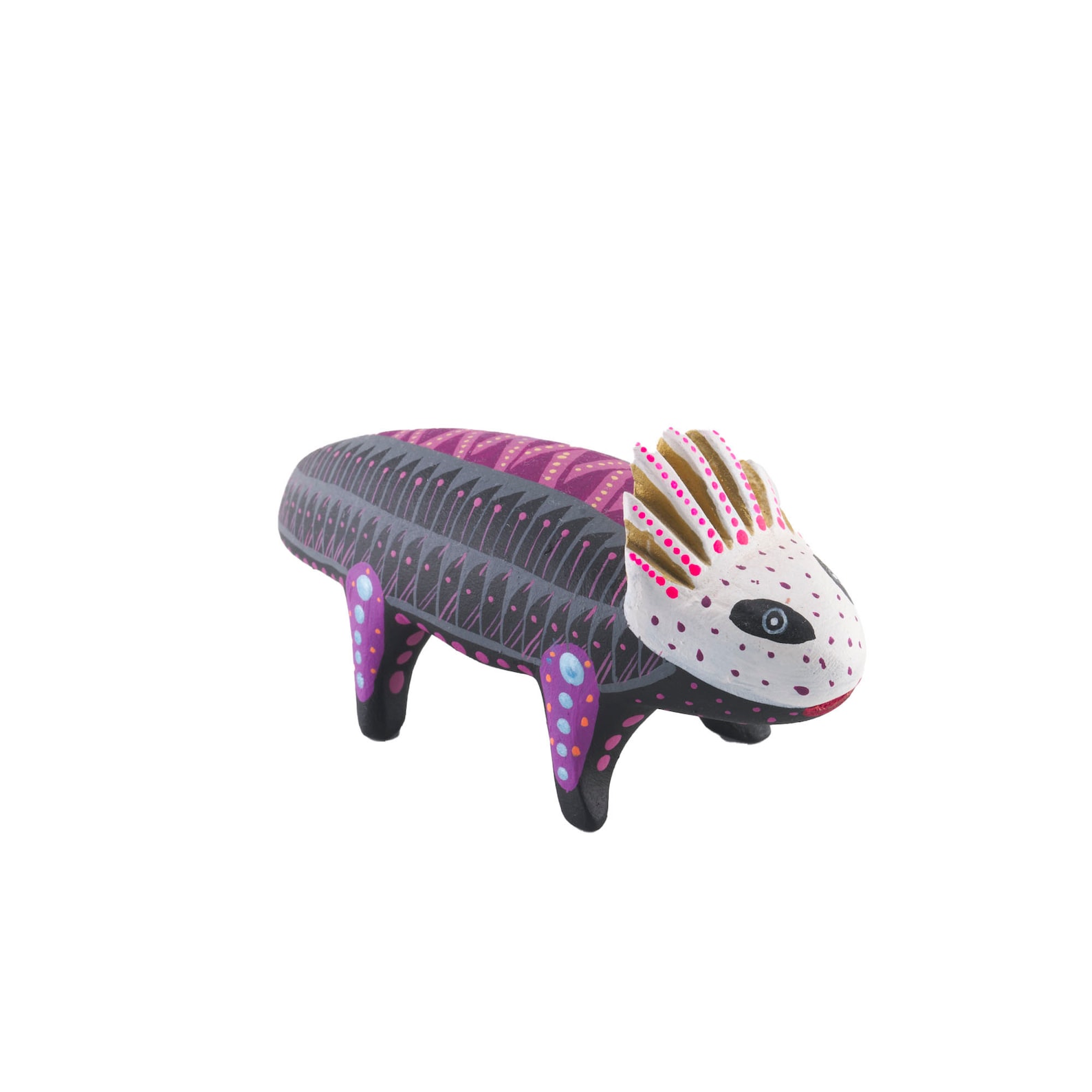 Axolotl Alebrije, White & Black, Amphibian, Wood Carving, Statement ...