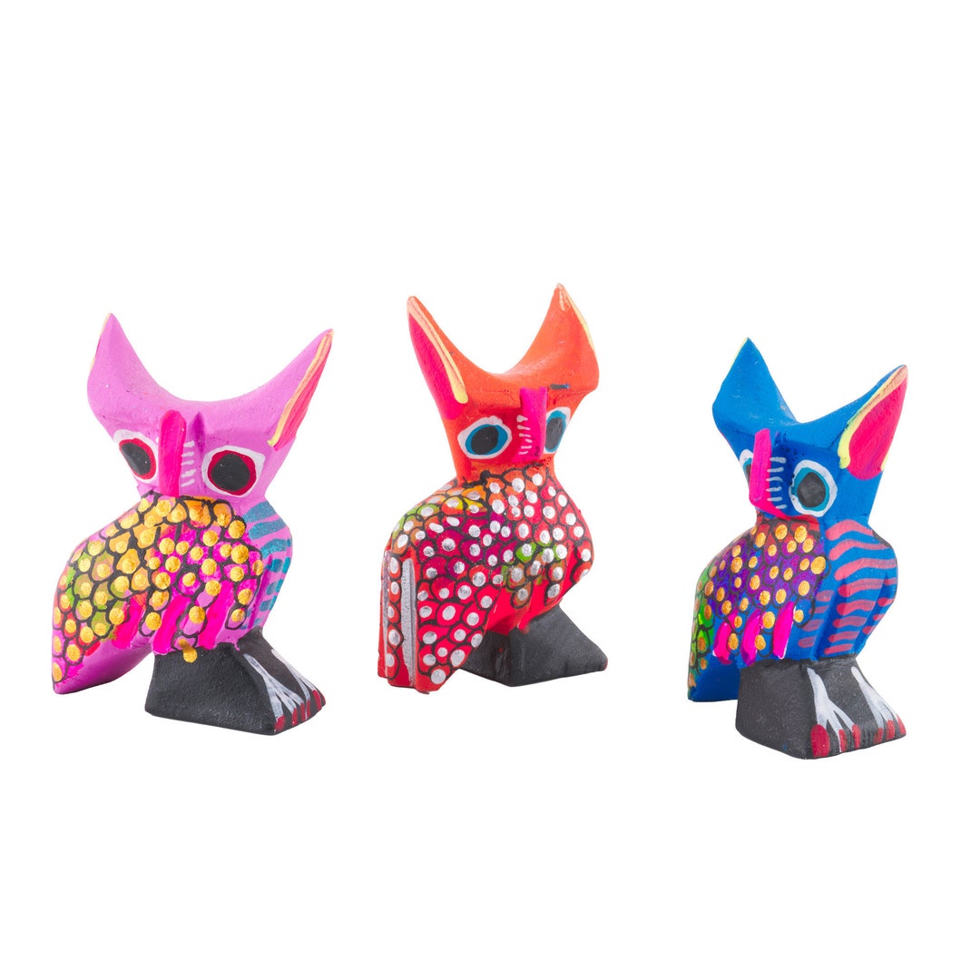 Alebrijes, Owl Trio, Wood Carving, Nursery Decor, Mexican Craftsmanship ...