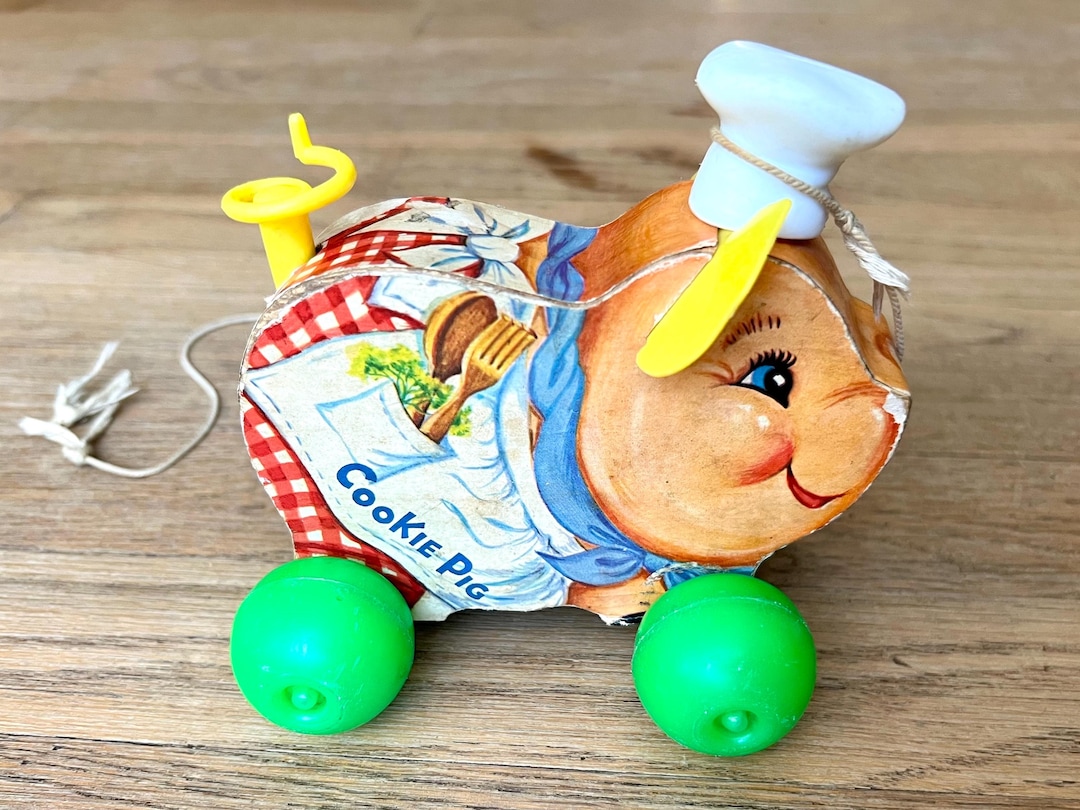 Vintage Fisher-price Wooden Cookie Pig Pull Toy 1960s - Etsy