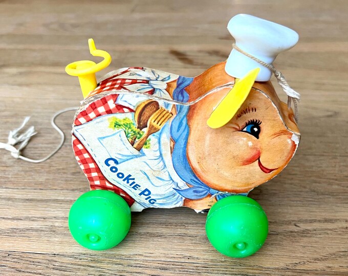 Vintage Fisher-price Wooden Cookie Pig Pull Toy - 1960s - Etsy