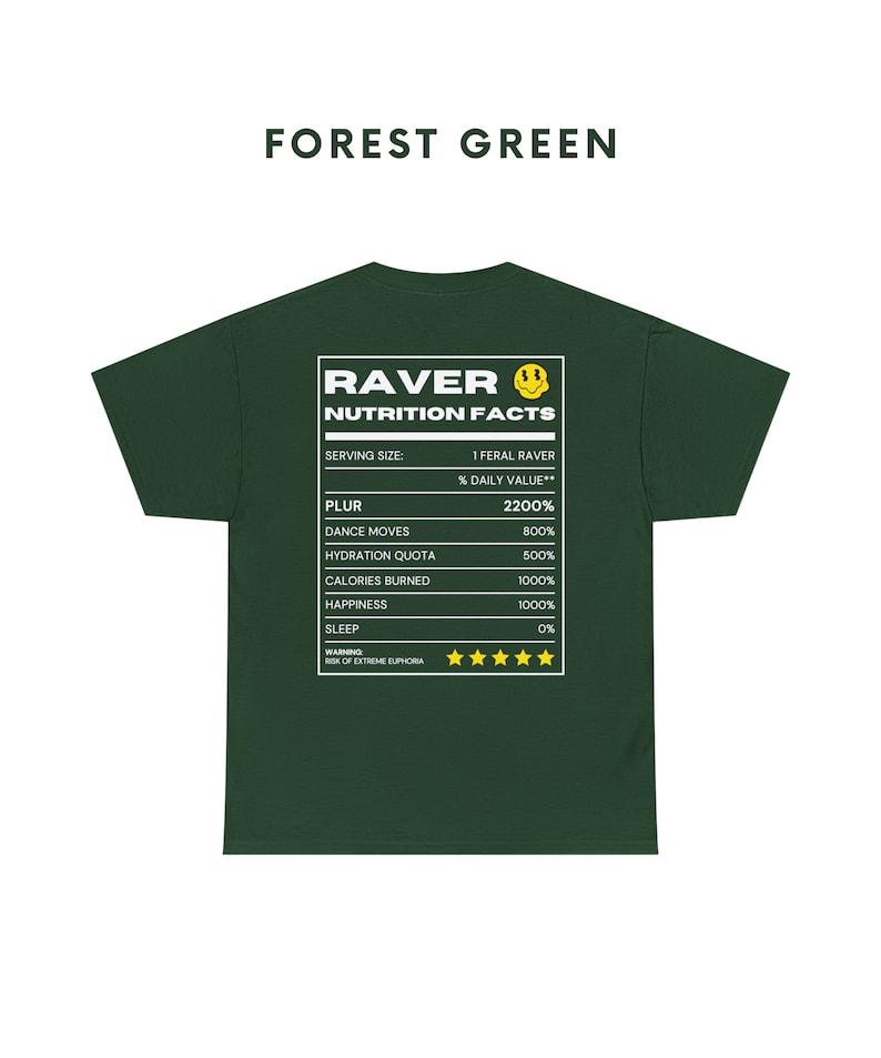 Raver Nutrition Facts Back Print Shirt: EDM Music Festival Outfit - Etsy