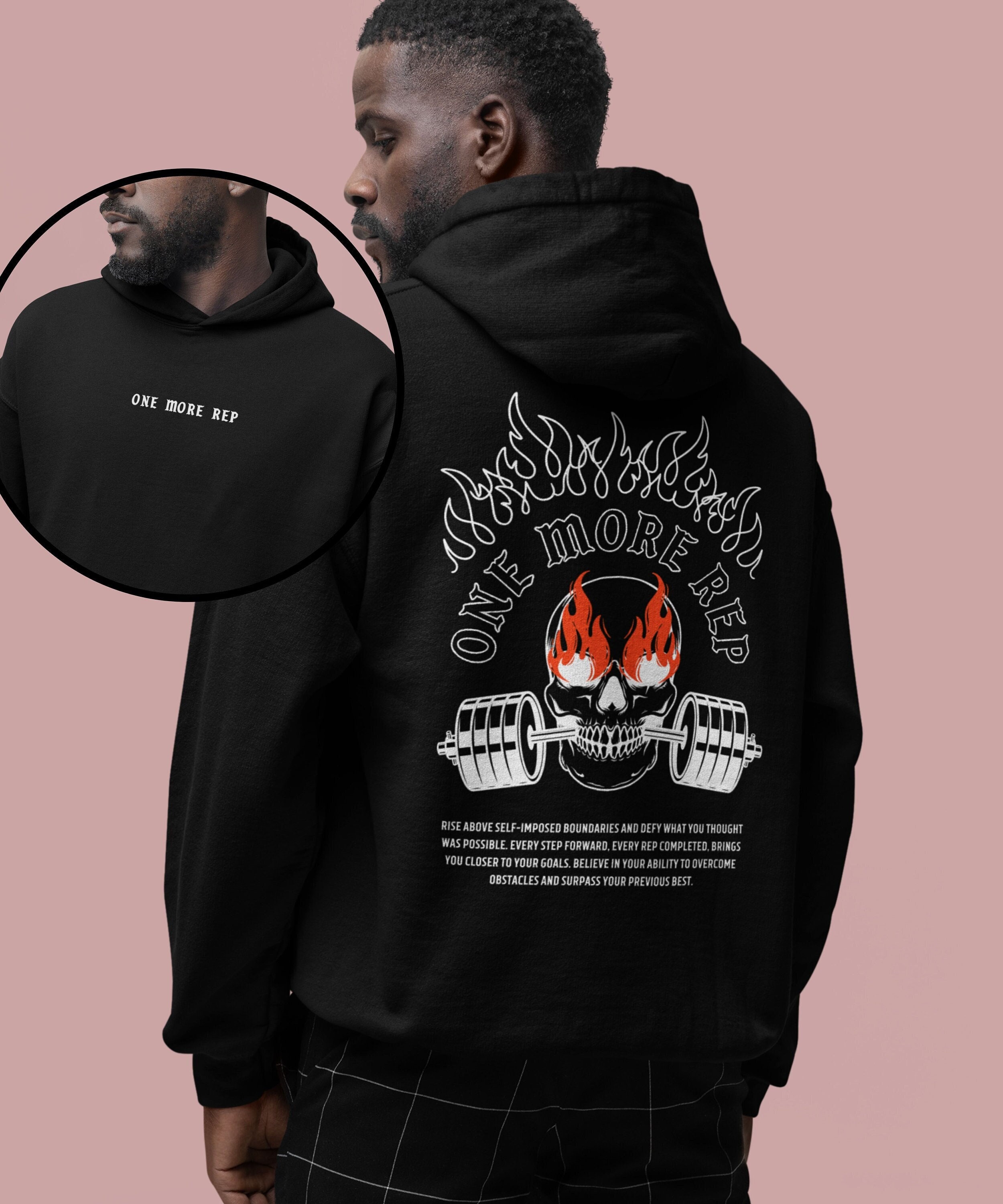 One More Rep With Front and Back Print Hoodie, Gym Shirt, Workout ...