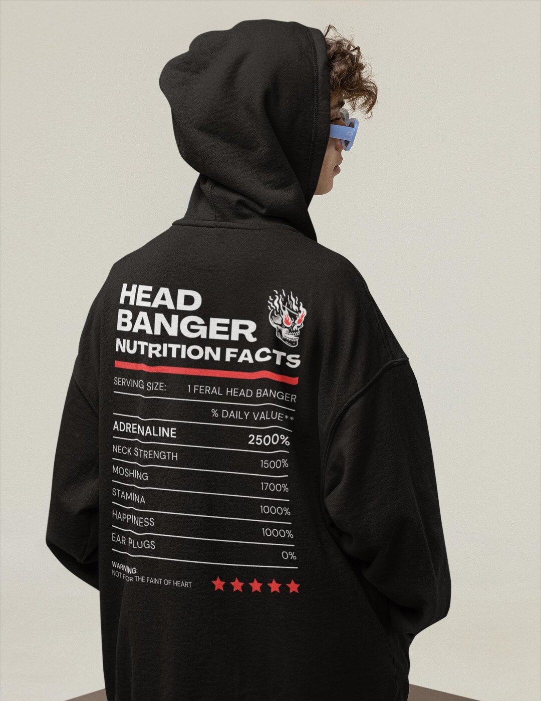 Head Banger Nutrition Facts Rave Hoodie, Rave Top, Rave Outfit, Rave Fit, Festival Outfit, Rave ...