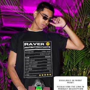 Raver Nutrition Facts Back Print Shirt: EDM Music Festival Outfit - Etsy