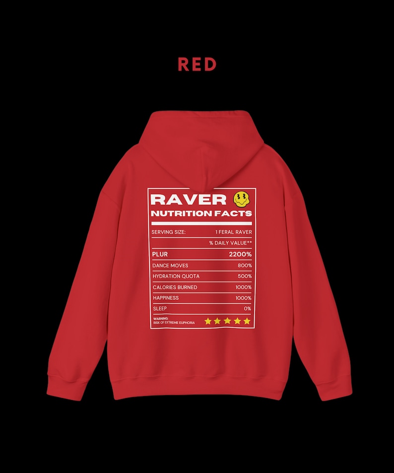 Raver Nutrition Facts Hoodie, Rave Sweater, Music Festival Shirt, Rave ...