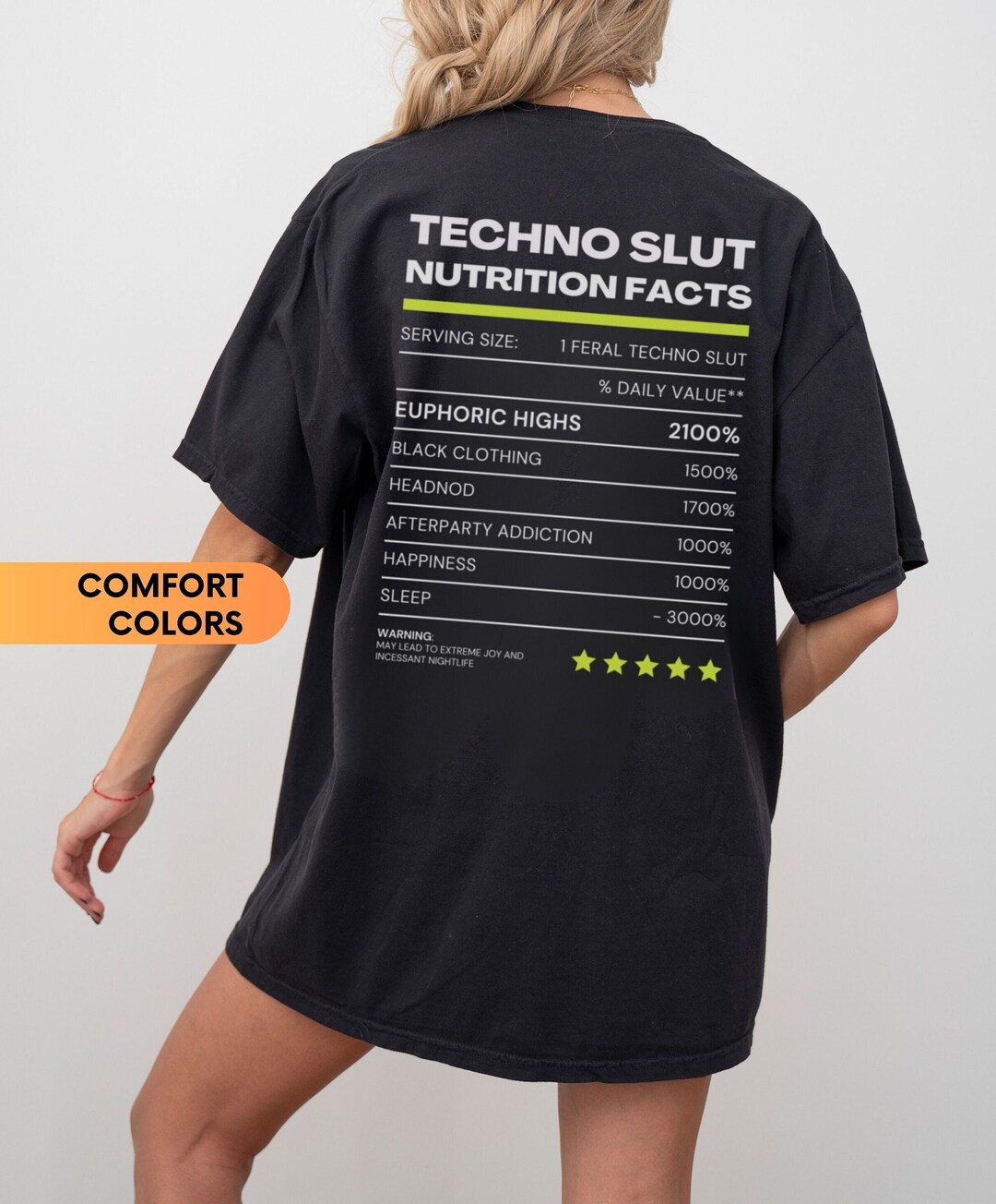 Techno Sl*t Nutrition Facts Shirt, Rave Outfit, Music Festival Shirt, Techno Shirt, Festival ...