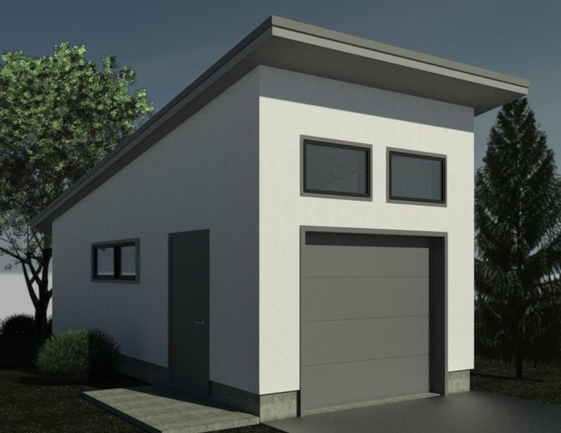 Small Simple Modern 1 Car Garage 12'x22', 12'x24', 14'x22', 14'x24' - Etsy