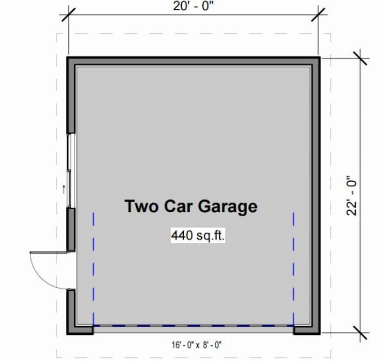 Small Modern 2 Car Garage 20'x20', 20'x22', 22'x22' - Etsy