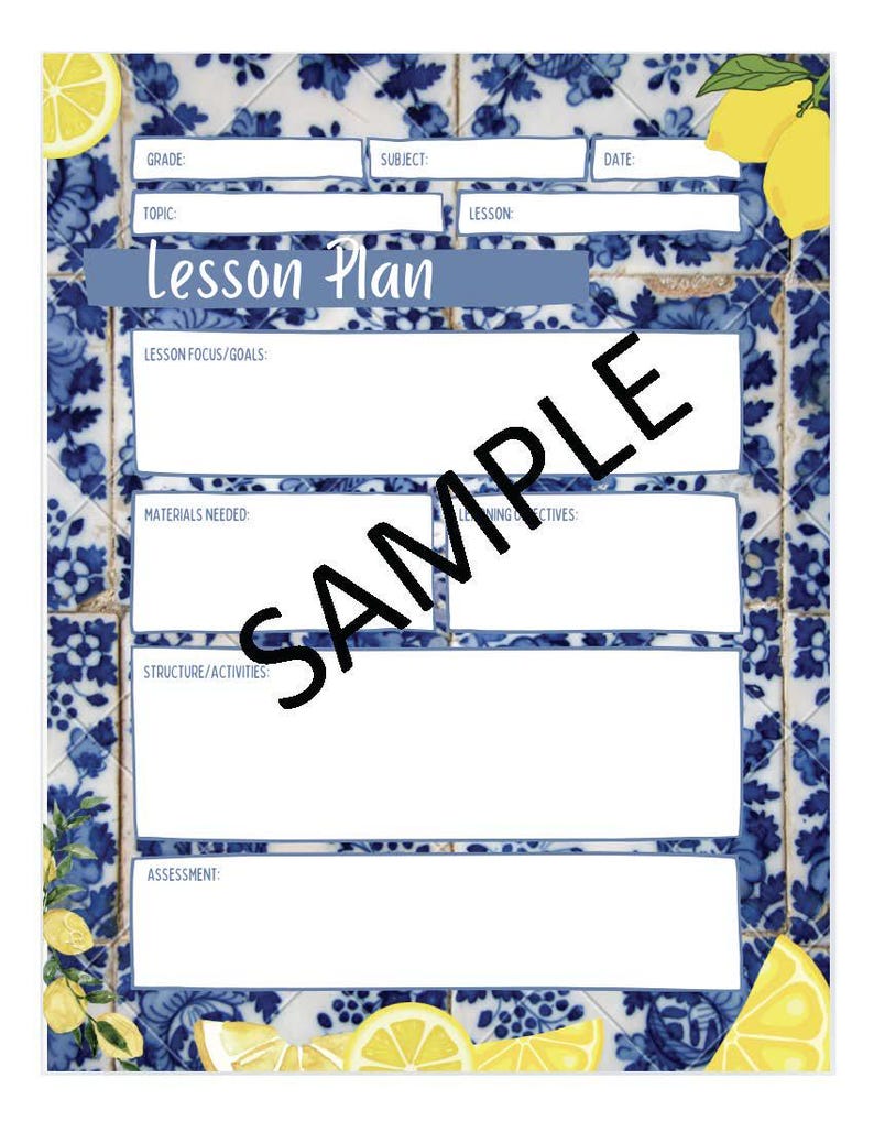 Lesson Plan Template - Tiles & Lemons - Etsy