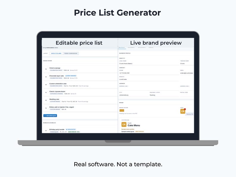 Price List Template | Rate Sheet Generator | Service Menu PDF | Tiered ...