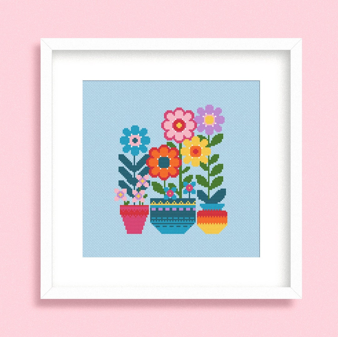Easy Floral Cross Stitch Pattern. Instant Download PDF Pattern. Modern ...