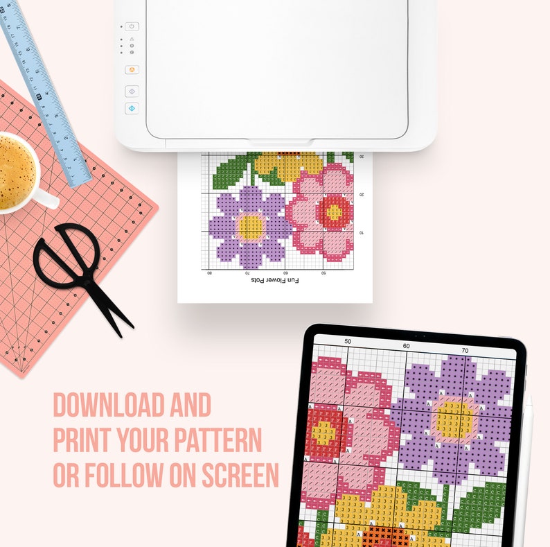 Easy Floral Cross Stitch Pattern. Instant Download PDF Pattern. Modern ...