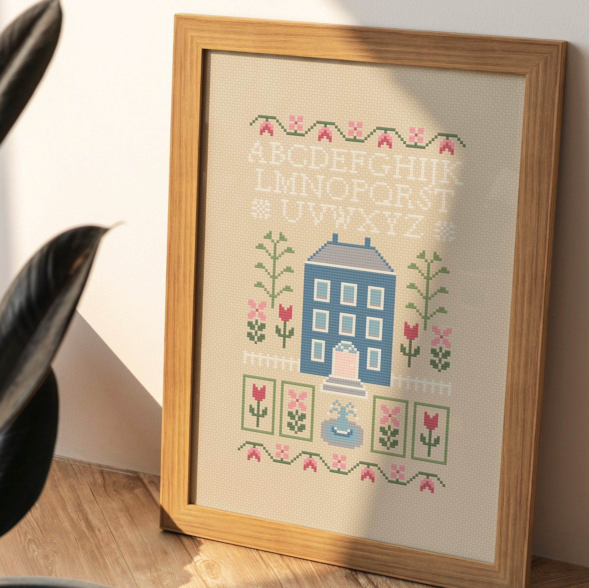 The Tulip House, Modern Cross Stitch Sampler. Instant Download Pattern ...