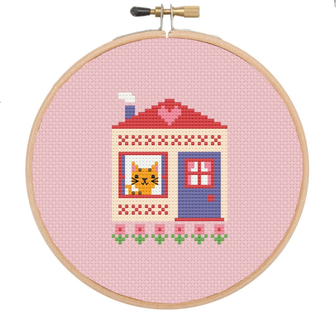 Cute Cat Cross Stitch Pattern. Instant Download PDF File. This Quick ...