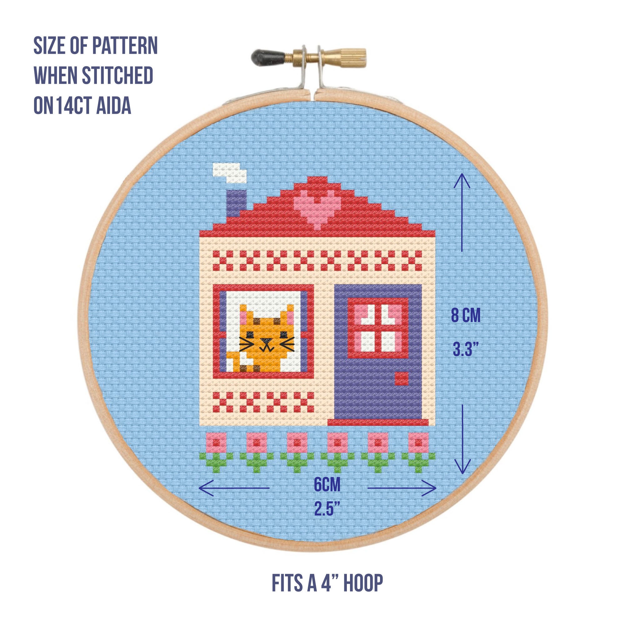 Cute Cat Cross Stitch Pattern. Instant Download PDF File. This Quick ...