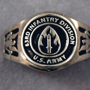 63rd Infantry Division Insignia Ring Unit Rings US Army Blood and Fire ...