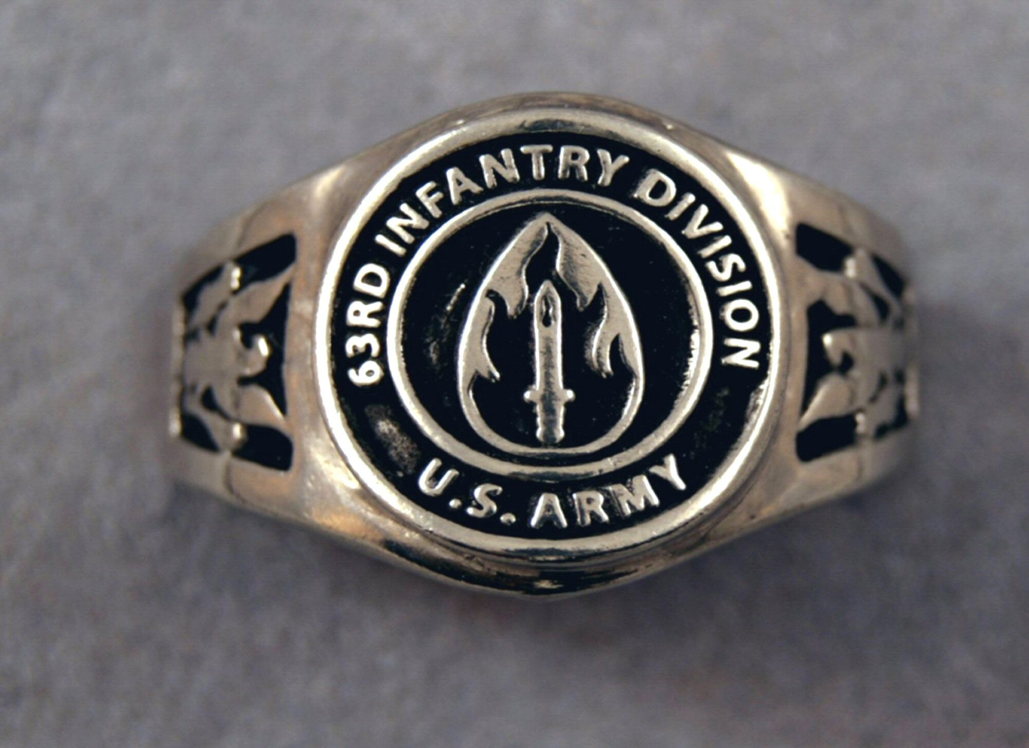 63rd Infantry Division Insignia Ring Unit Rings US Army Blood and Fire ...