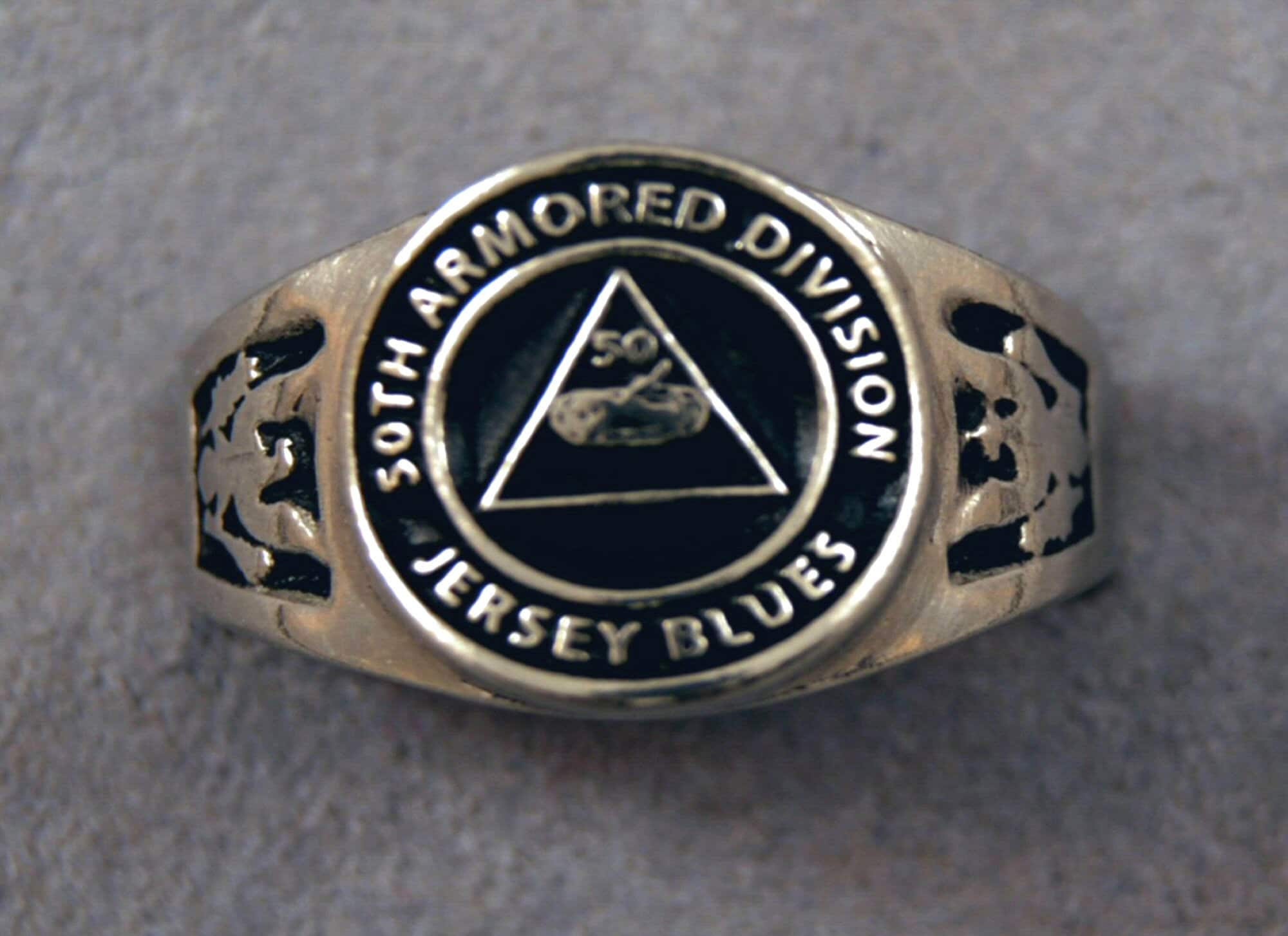 50th Armored Division Insignia Ring Armor Service Ring US Army Jersey ...
