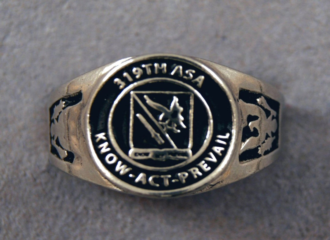 319th ASA Insignia Ring Signal Know Act Prevail Army Security Agency ...
