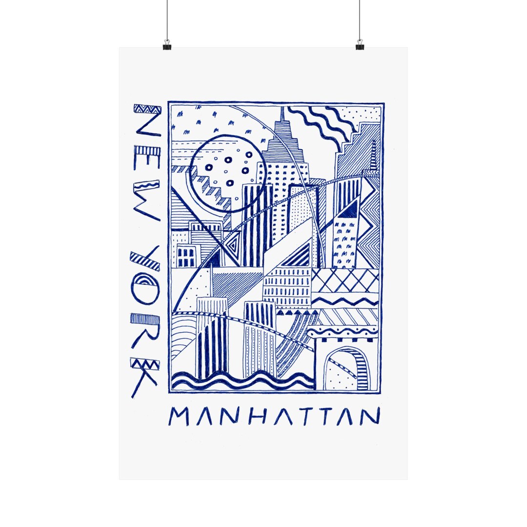 New York, Manhattan Print by Timothy Hull, 11x14" Premium Matte Fine ...
