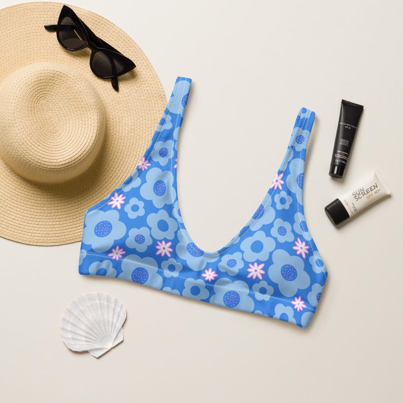 Blue Floral Bikini: Flower Power Swimwear, Teen Bathing Suits, 1970's ...