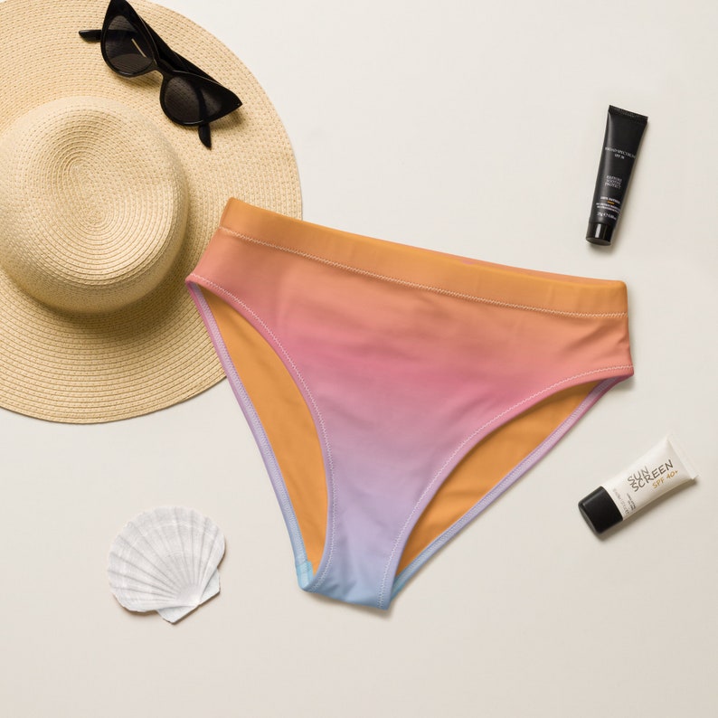 Rainbow Bikini, Colorful Swimwear, Vacation Bathing Suit, High Waisted ...