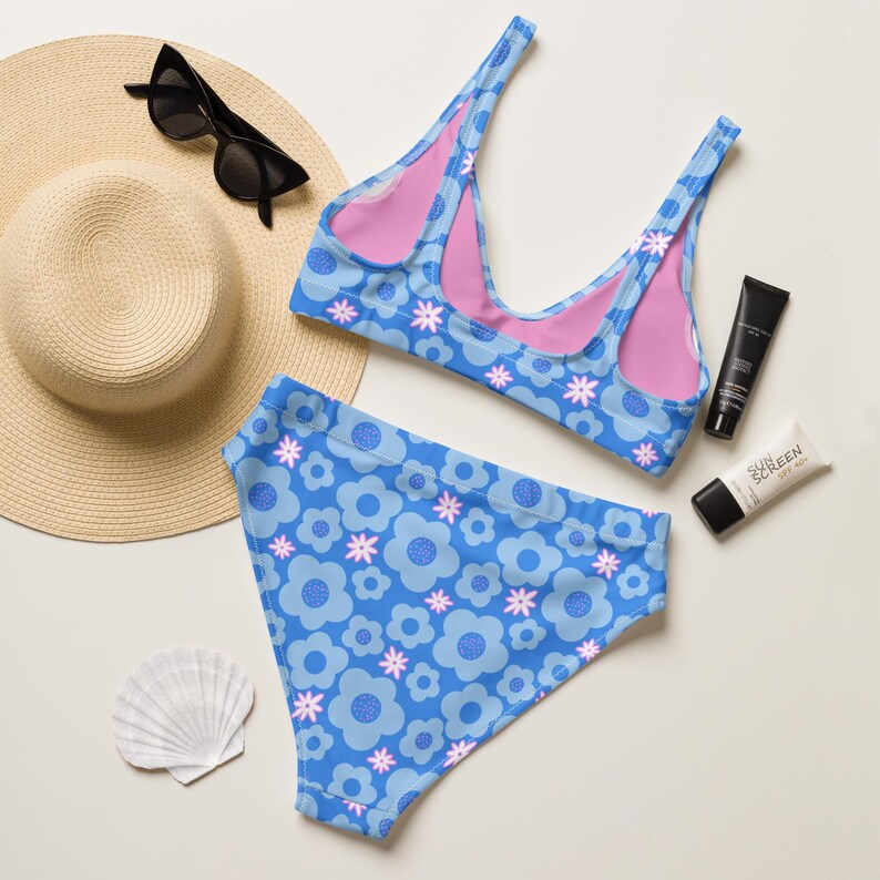 Blue Floral Bikini: Flower Power Swimwear, Teen Bathing Suits, 1970's ...