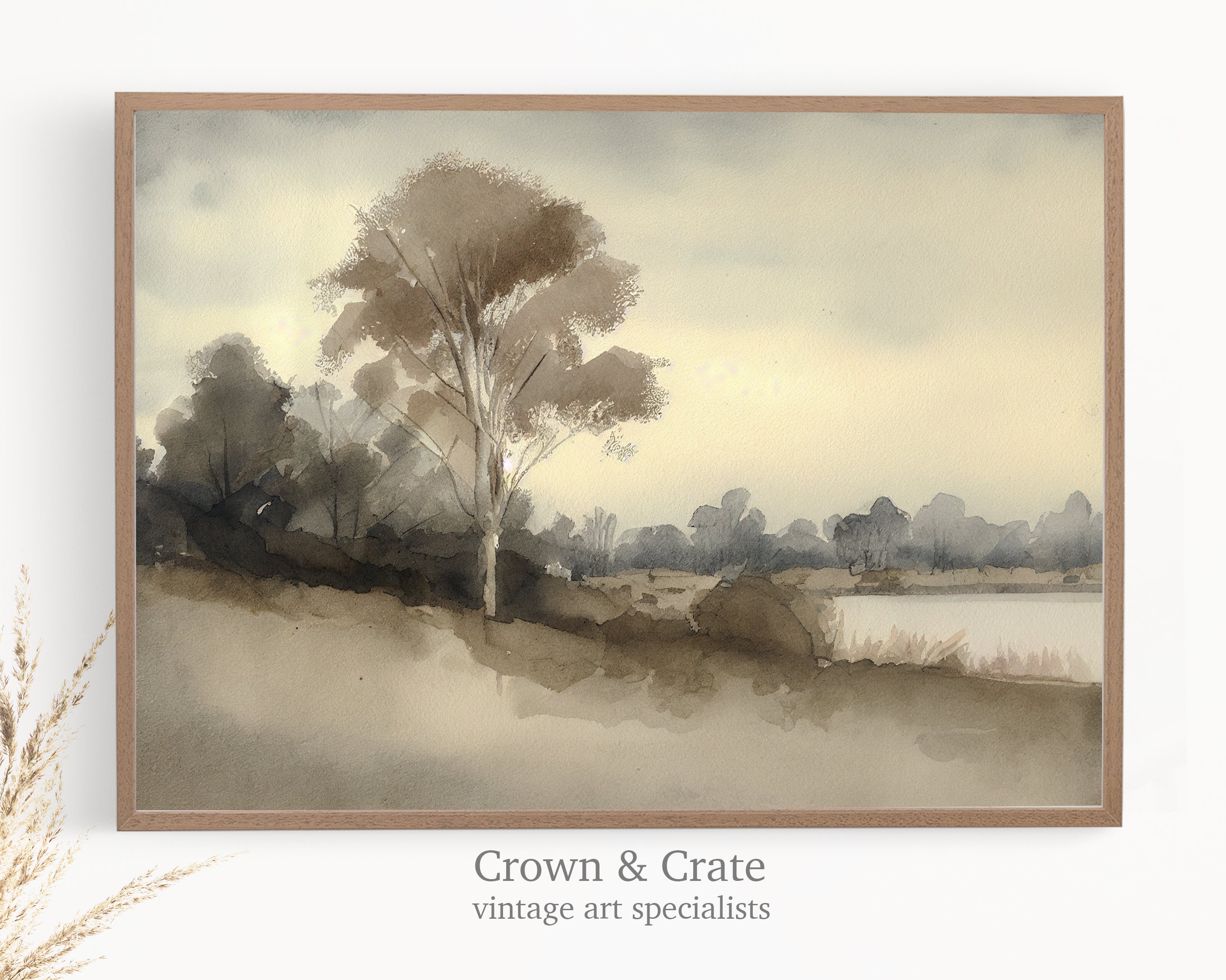 Rustic Landscape Painting Muted Neutral Colors Lakehouse & - Etsy