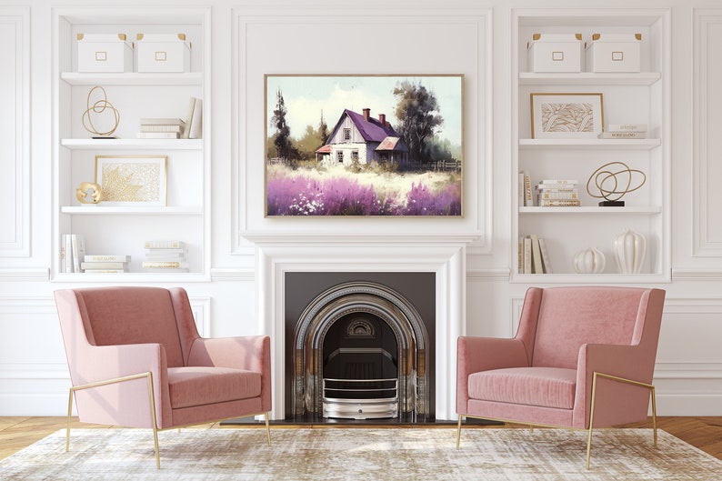 Lavender Farmhouse Spring Field Cottage Core Wall Art Country Print in ...