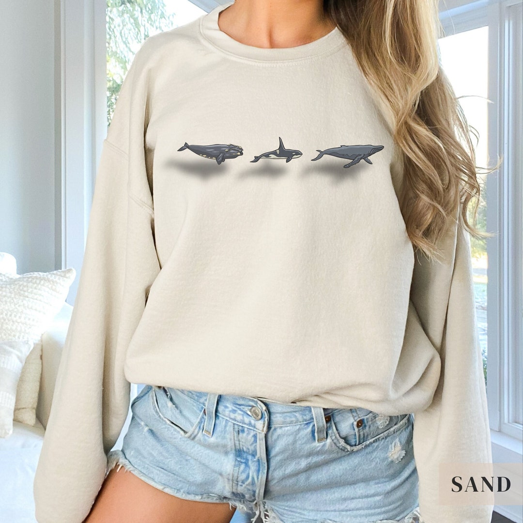 Whale Trio Crewneck Sweatshirt | Right, Orca, Humpback, Killer Whale ...