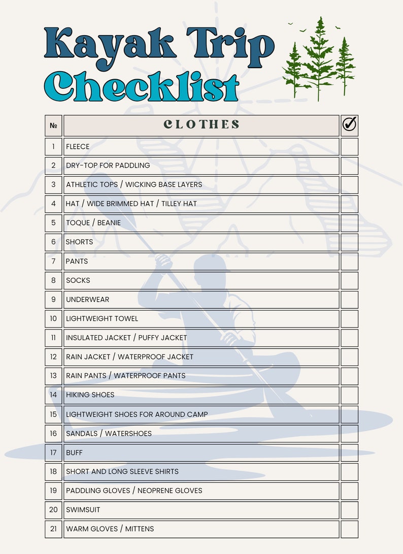 The Ultimate Kayak Packing List Downloadable/printable - Etsy