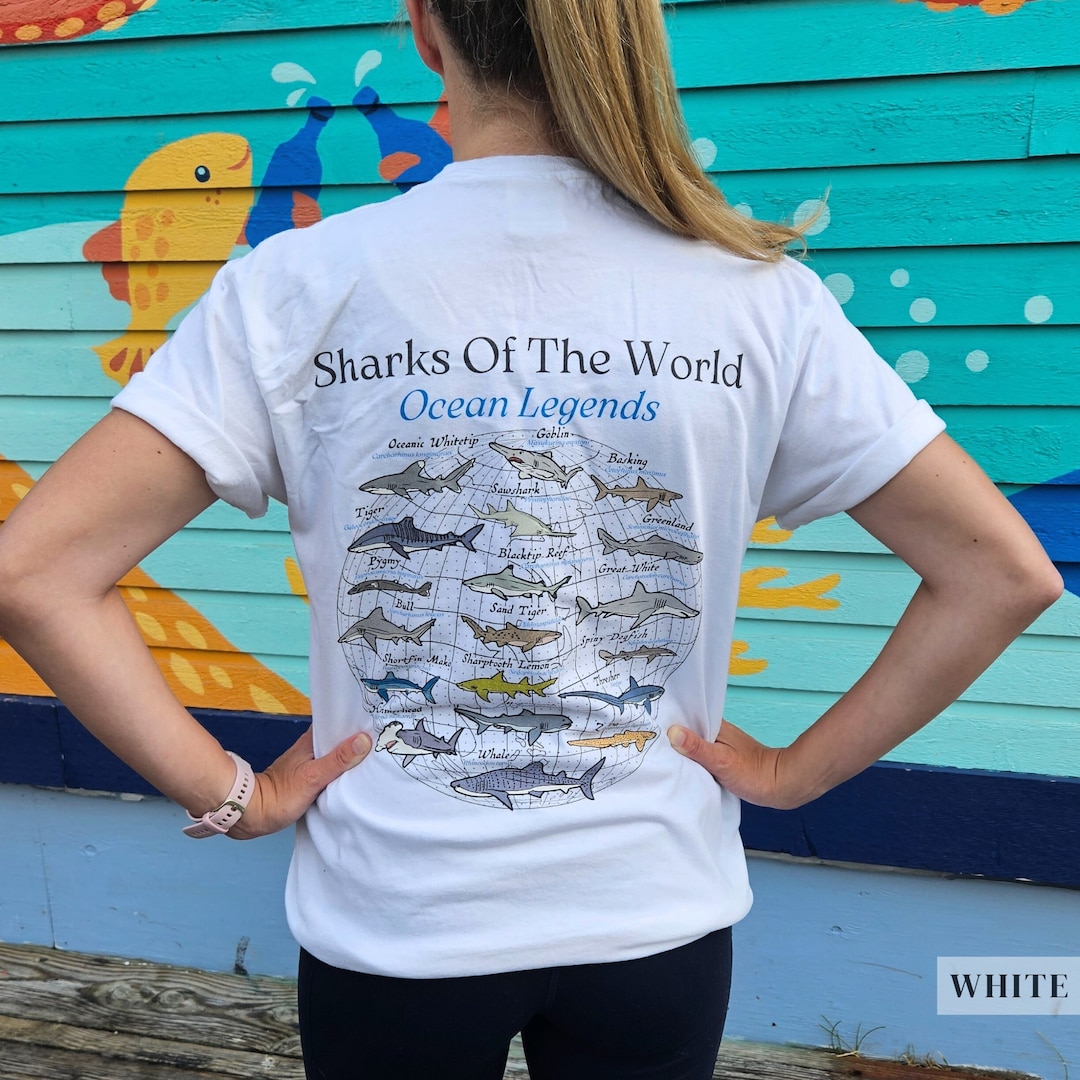 Sharks of the World Ocean Legends Tshirt | Retro 90s Oceancore Style ...