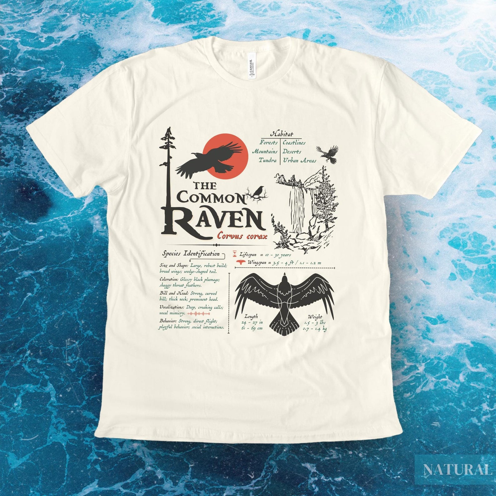 Common Raven© T-shirt | Retro Wildlife Collection | Vintage 90s Y2K ...