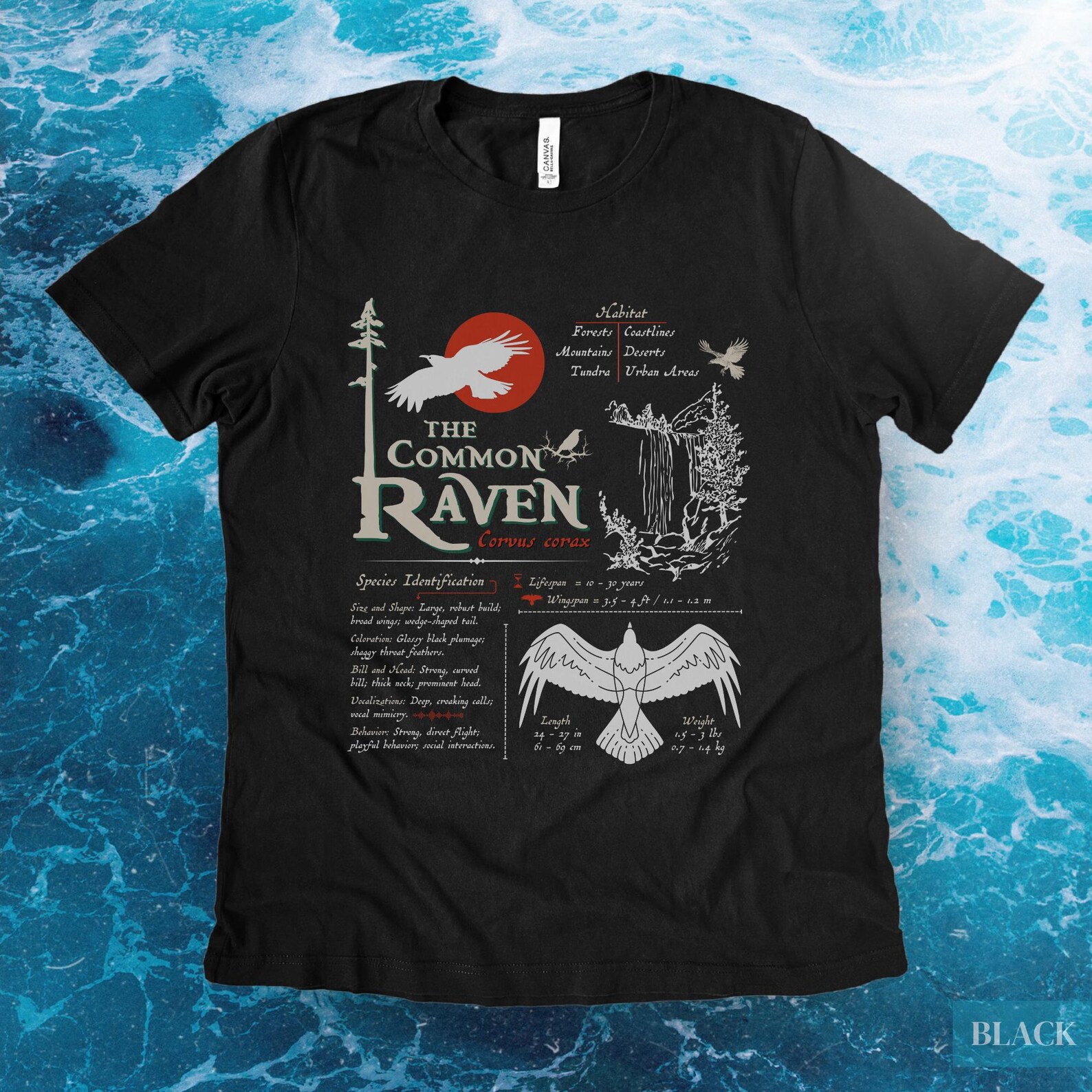 Common Raven© T-shirt | Retro Wildlife Collection | Vintage 90s Y2K ...