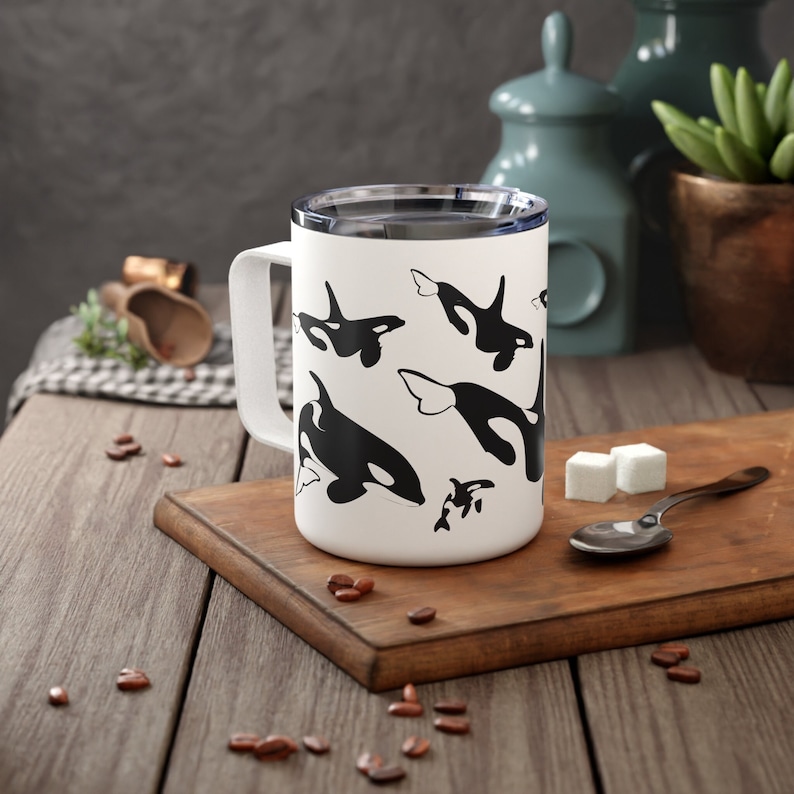 Orca Pod Killer Whale Insulated Beverage Mug | Gift for Nature/wildlife ...