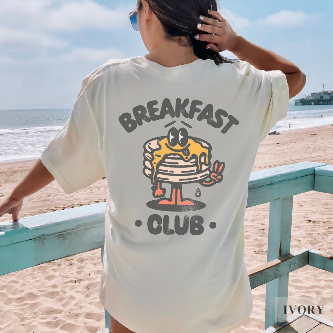 Vintage Breakfast Club Graphic Tee Shirt | Retro Pancake Peace Sign Top ...