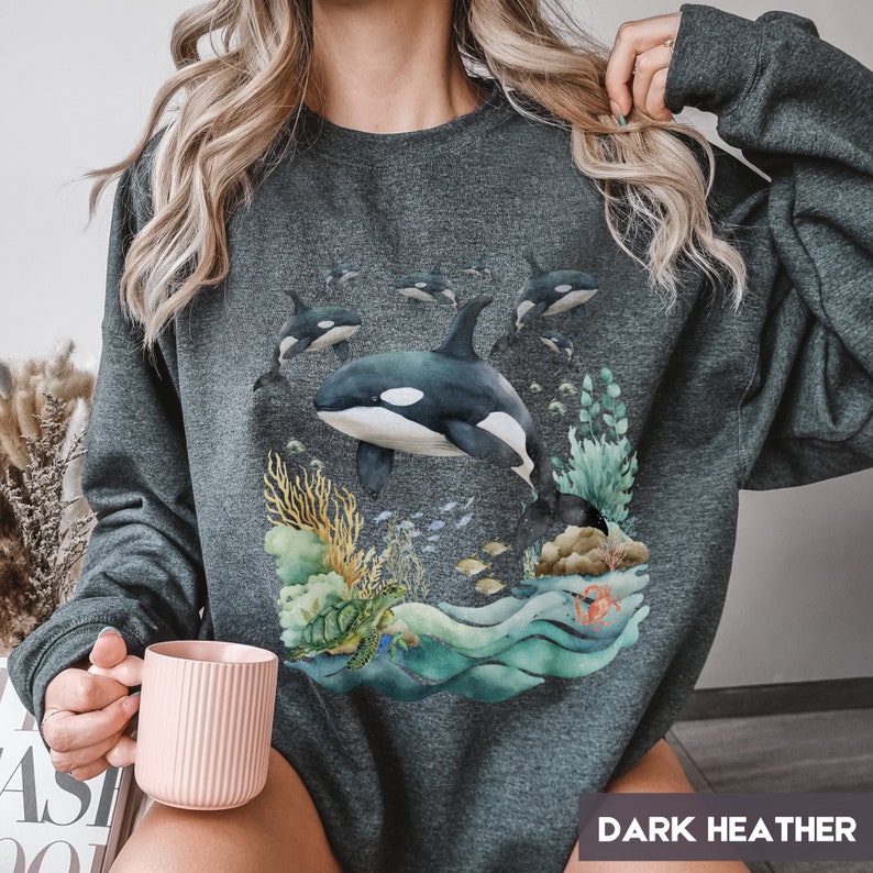 Orca/killer Whale Pod Crewneck Sweatshirt | Gift for Nature, Wildlife ...
