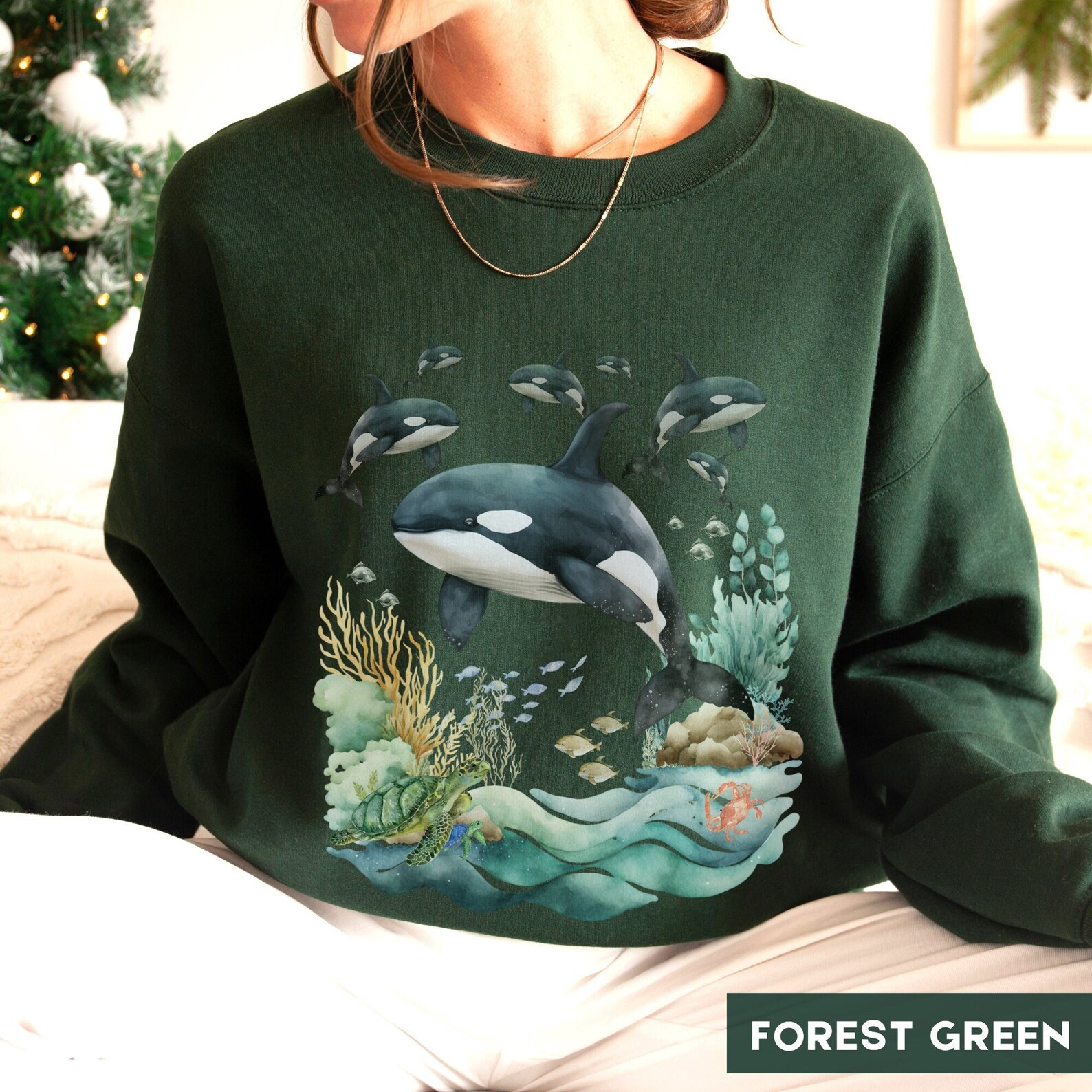 Orca/killer Whale Pod Crewneck Sweatshirt | Gift for Nature, Wildlife ...