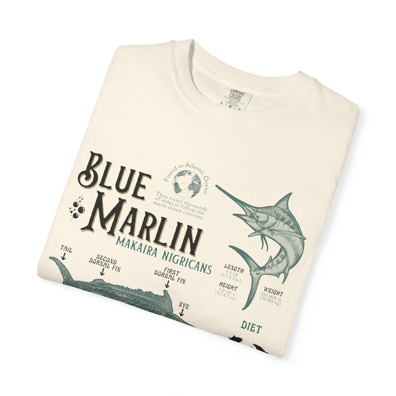 Retro Blue Marlin Anatomy T-shirt | Deep Sea Fishing Tshirt, Unique ...